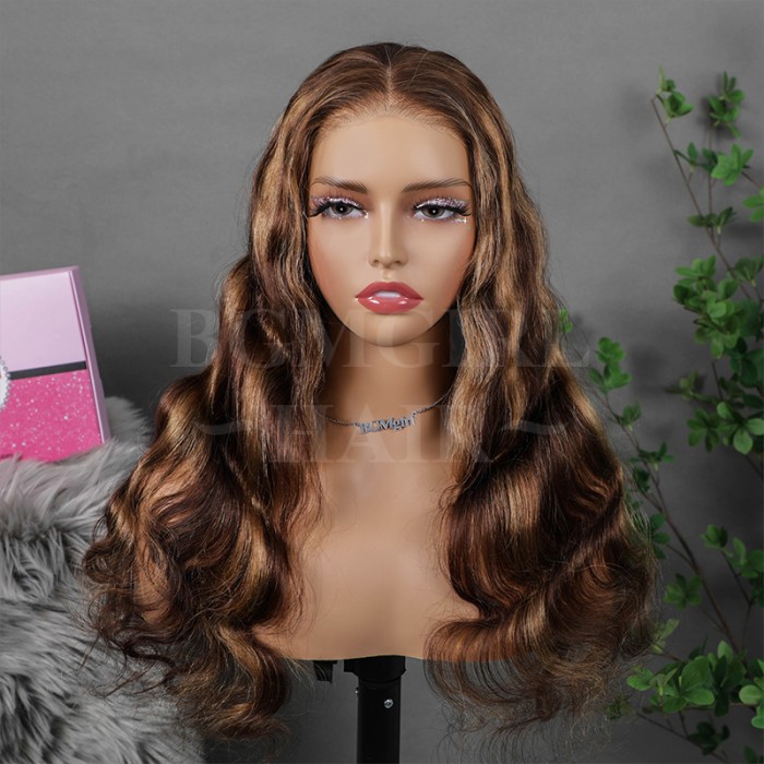 Brown Highlight Body Wave Wear & Go Glueless 180% HD Lace Closure Color Wig | BGM Hair BGMgirl