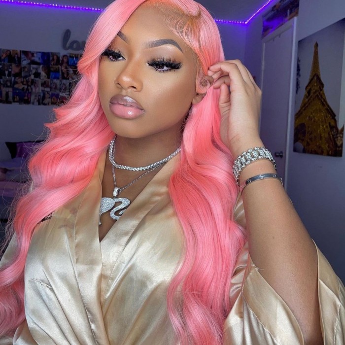Light Pink Straight Halloween Color Lace Front Wig | BGM Hair BGMgirl