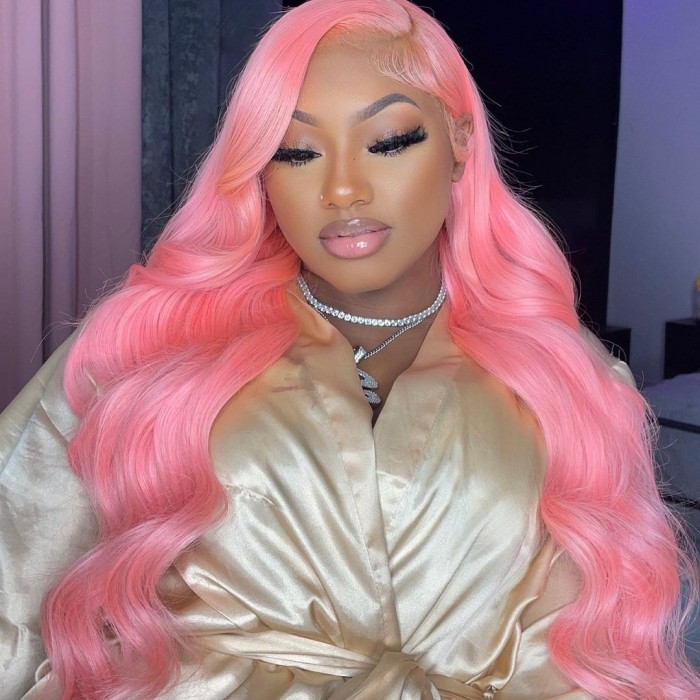 Light Pink Straight Halloween Color Lace Front Wig | BGM Hair BGMgirl