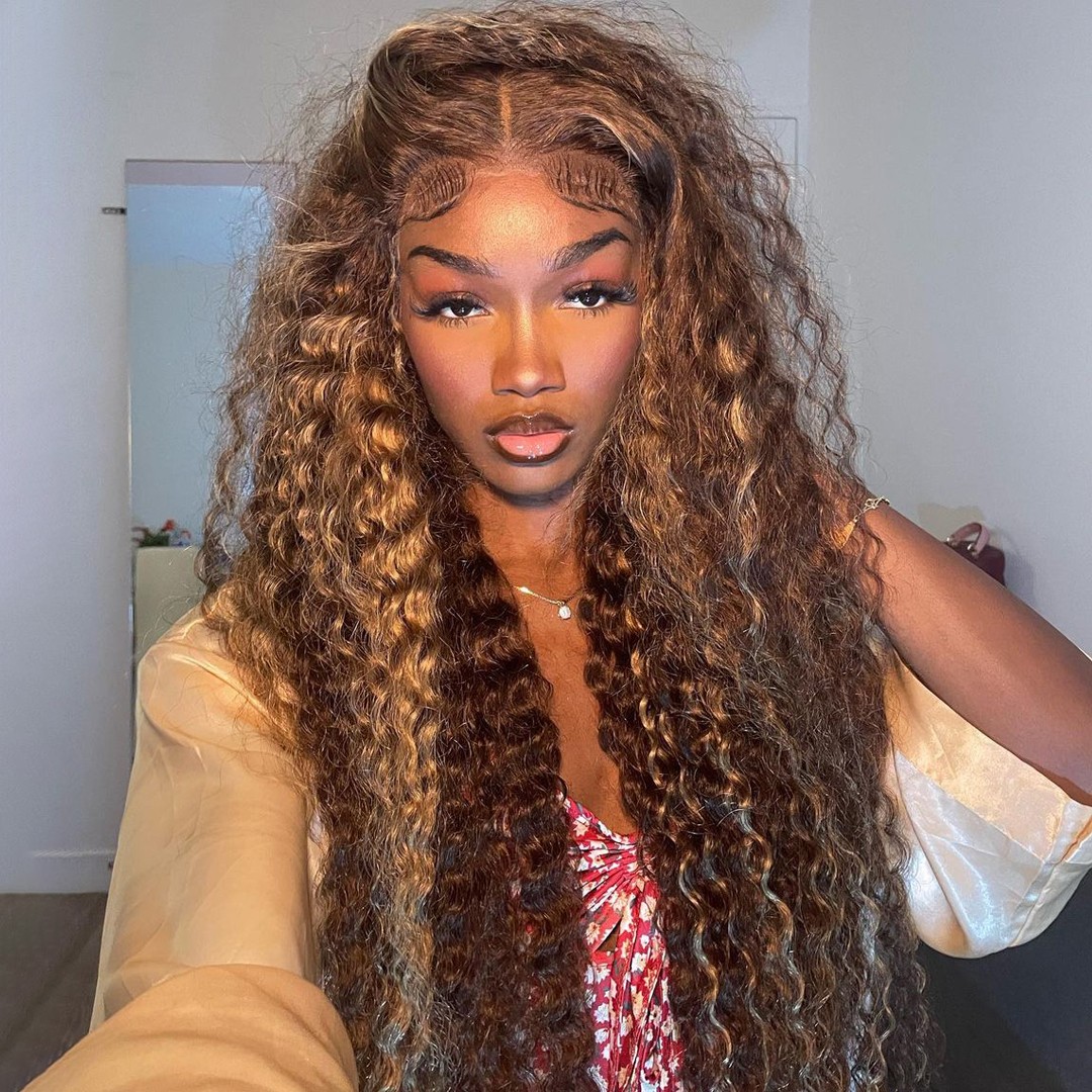 Brown Highlight Deep Wave Wear Go Wig 6x4 Lace Closure 180% Color Glueless Wig | BGMgirl Hair ...