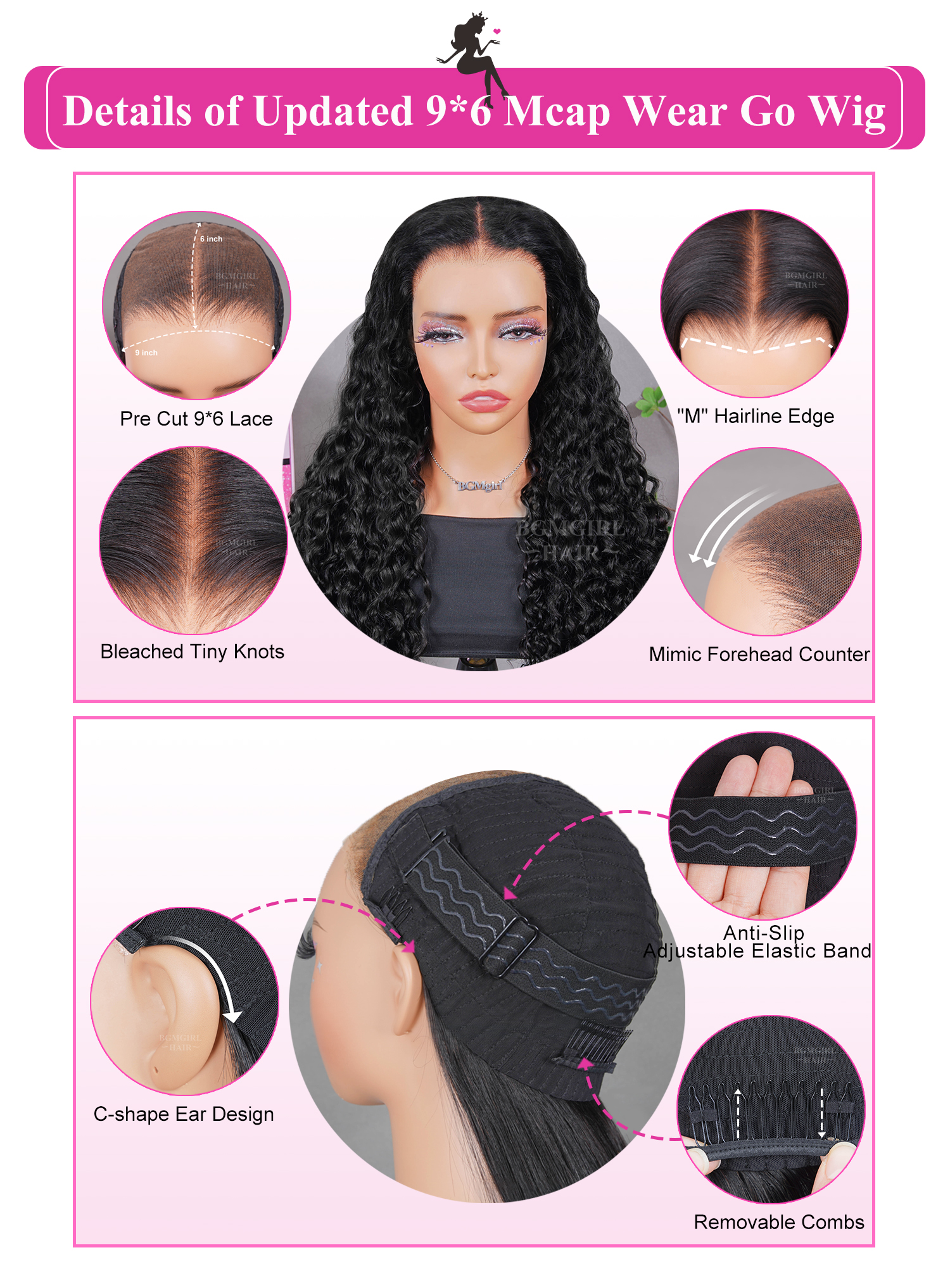 M-cap Loose Deep Wave 9x6 Wear Go Wig HD Lace Pre-Bleached Tiny Knots ...